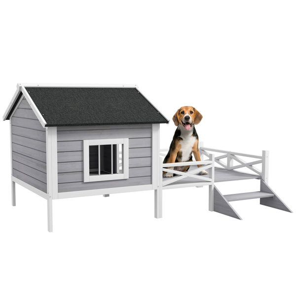 Tucker Murphy Pet™ Wooden Dog House w/ Porch, Water-resistant Roof, for ...